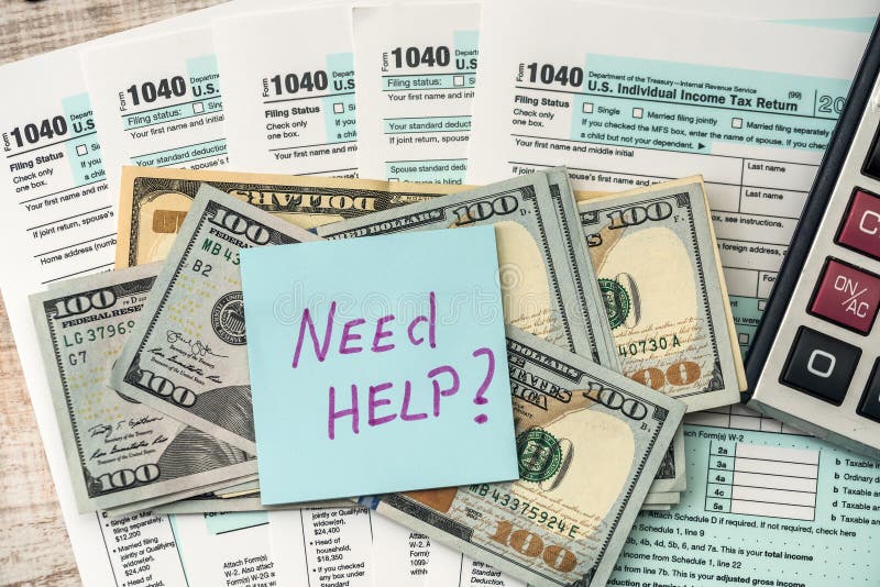 1040 Tax Form in Office with Need Help Text Editorial Photography ...