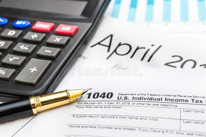 Tax Form with Pen, Calculator and Calendar Stock Photo - Image of ...