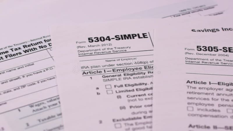 Tax Forms 1040, 5304, 5305 stock video. Video of debt - 167572467