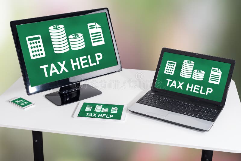 Tax Help Concept on Different Devices Stock Image - Image of technology ...