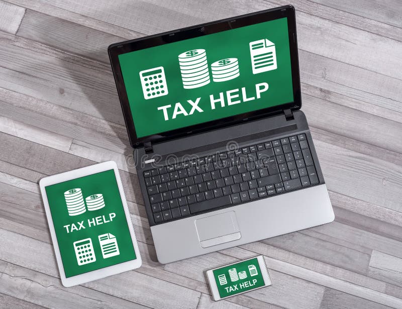 Tax Help Concept on Different Devices Stock Photo - Image of taxation ...