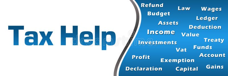 Tax Help Wordcloud Blue Horizontal Stock Illustration - Illustration of ...
