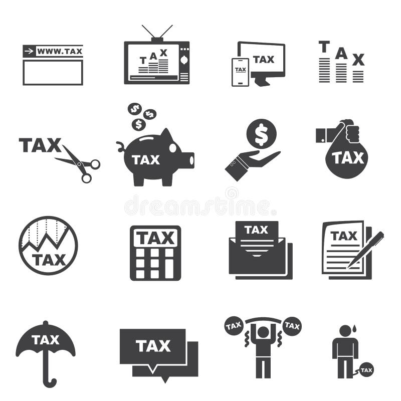 Tax icon silhouette set stock illustration. Illustration of currency ...