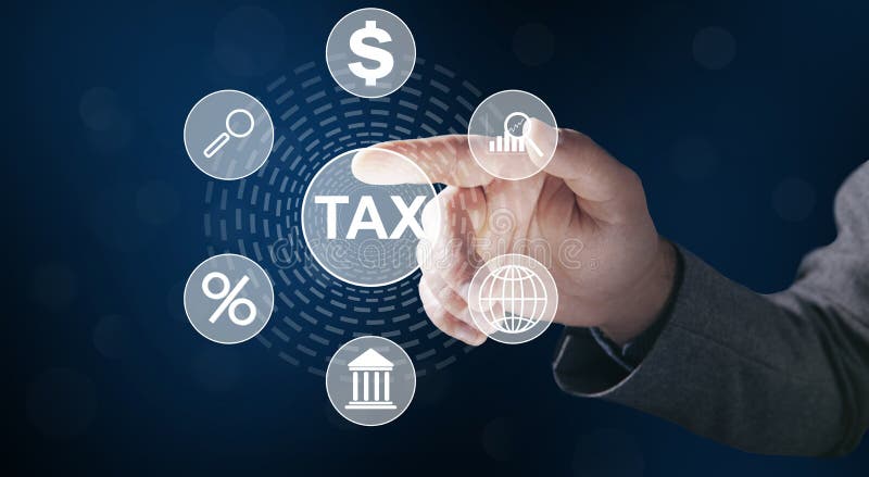 TAX and icons stock photo. Image of virtual, government - 261898358