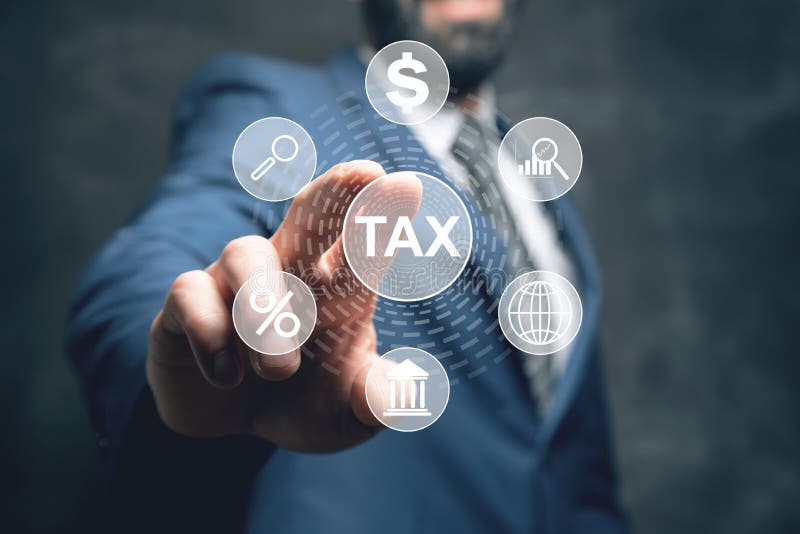 TAX and icons stock photo. Image of finger, budget, finance - 261898534