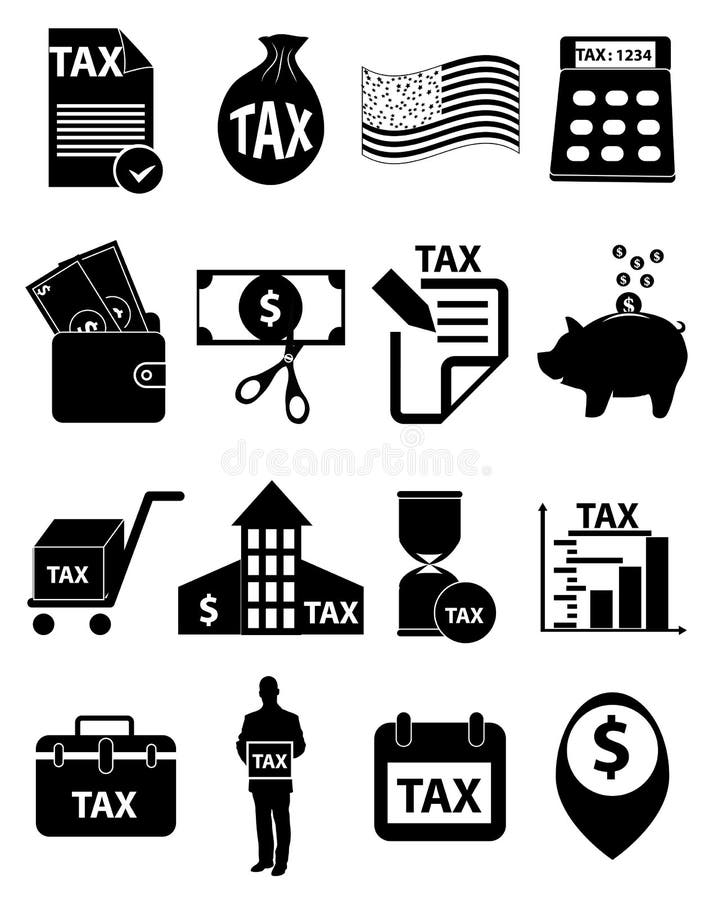 Tax icons set stock vector. Illustration of pictogram - 45673113