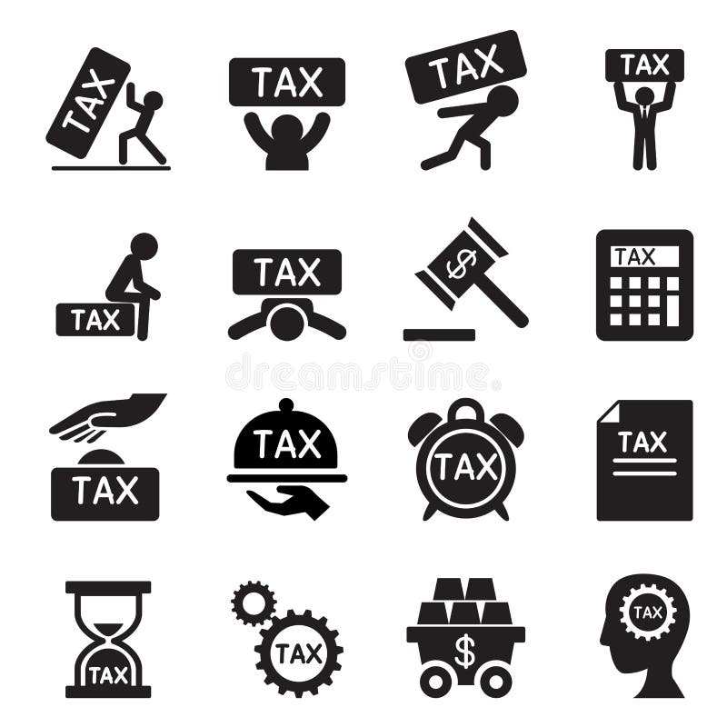 Tax Icons Set Vector Illustration Stock Illustration - Illustration of ...