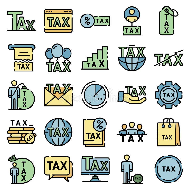 Tax icons vector flat stock vector. Illustration of document - 189210999