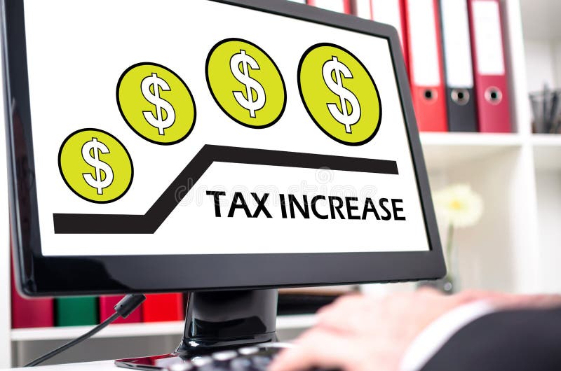 Tax Increase Concept on a Computer Screen Stock Illustration ...