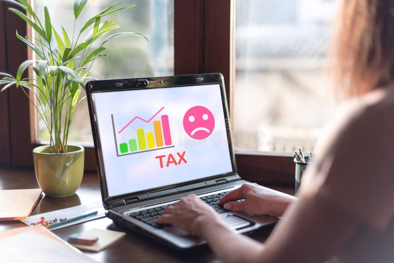 Tax Increase Concept on a Laptop Screen Stock Image - Image of unhappy ...