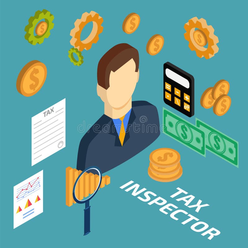 Tax Inspector Isometric. Stock Vector Stock Vector - Illustration of ...