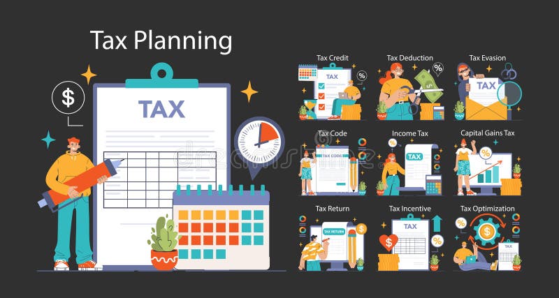 Tax Optimization Dark or Night Mode Set. Financial Efficiency ... Tax Optimization Dark or Night Mode Set. Financial Efficiency ...