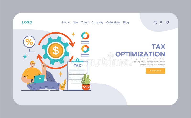 Tax Optimization Web Banner or Landing Page. Financial Efficiency Stock ...