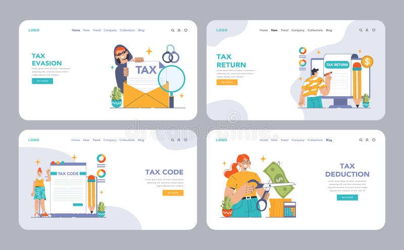 Tax Optimization Web Banner or Landing Page Set. Financial Efficiency ...