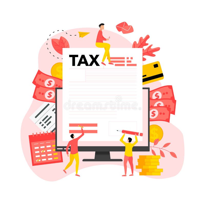 Tax Payment Vector Illustration Concept. Filling Tax Form Stock Vector ...