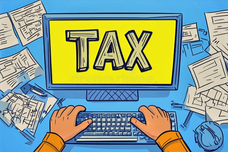 Tax Preparation Process Computer Paperwork Financial Planning Stock ...