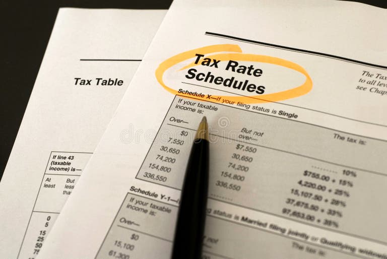 Tax rate schedules stock photo. Image of plan, documents - 2472150