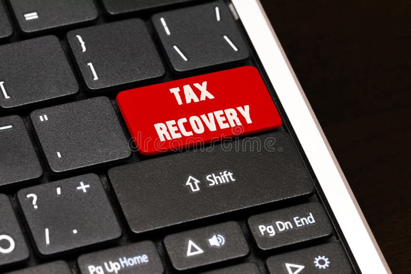 Tax Recovery on Red Enter Button on Black Keyboard Stock Photo - Image ...