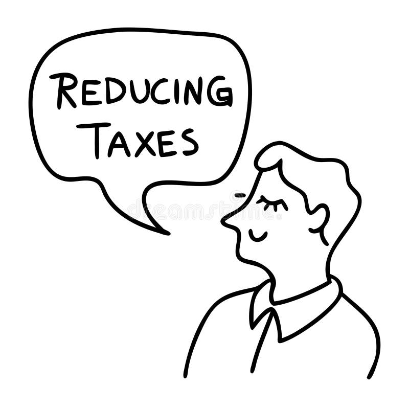 Tax Reduction Concept with Speech Bubble Line Art Vector Illustration ...