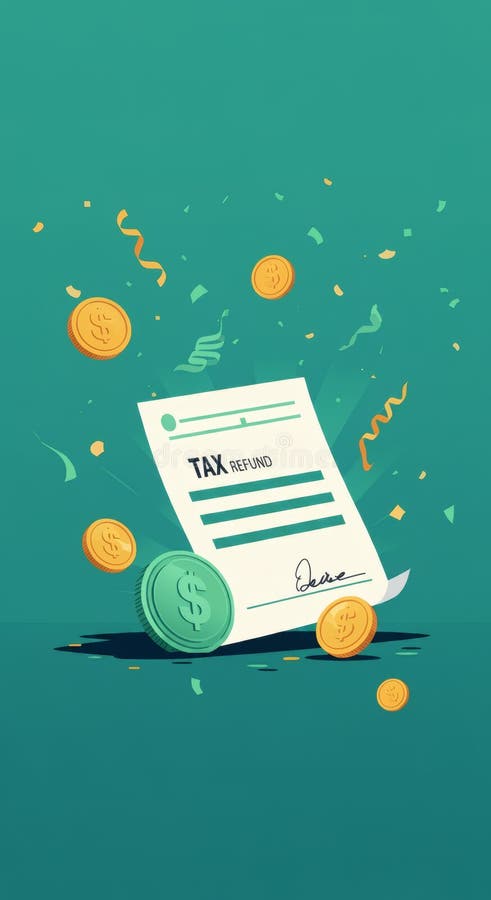 Tax Refund Approval Document in Hand with Financial Symbols and ...