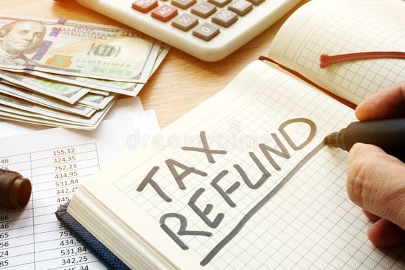Tax Refund Handwritten in a Note Pad. Stock Image - Image of note ...