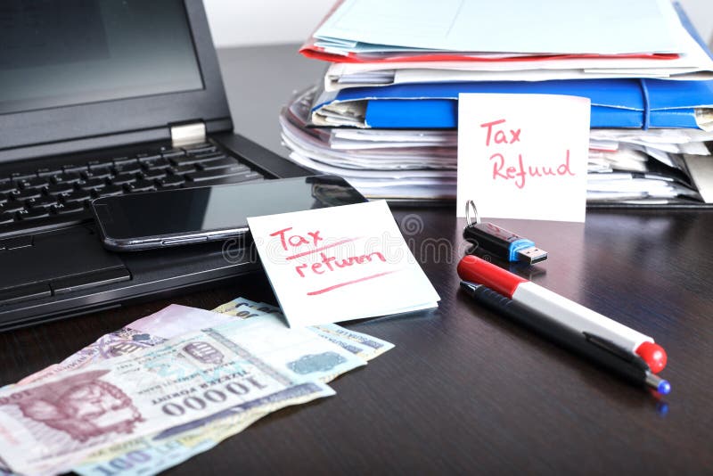 Tax refund stock image. Image of obligation, notebook - 91186149