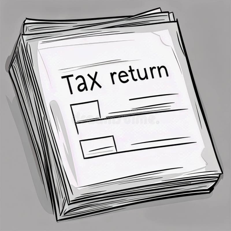 Tax Return Document Stacked on a Surface with Blank Fields for ...