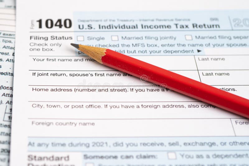 Tax Return Form 1040 with Pencil, U.S. Individual Income Editorial ...