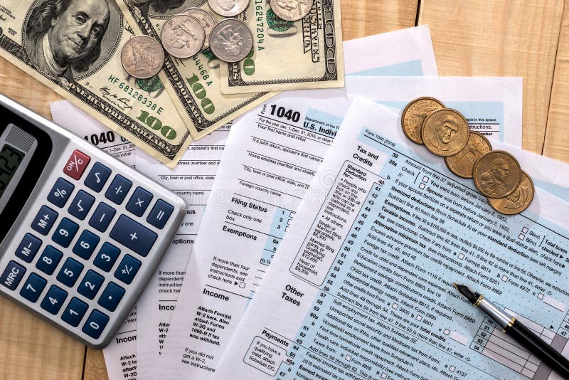 Money in the Form of Coins with Calculator Stock Image - Image of ...