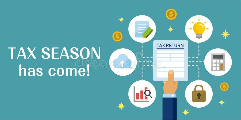 Tax Return, Submit Tax Document, Tax Form /cartoon Banner Illustration ...