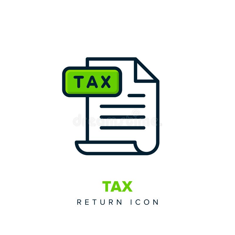 Tax Return Vector Line Icon Stock Illustration - Illustration of flat ...