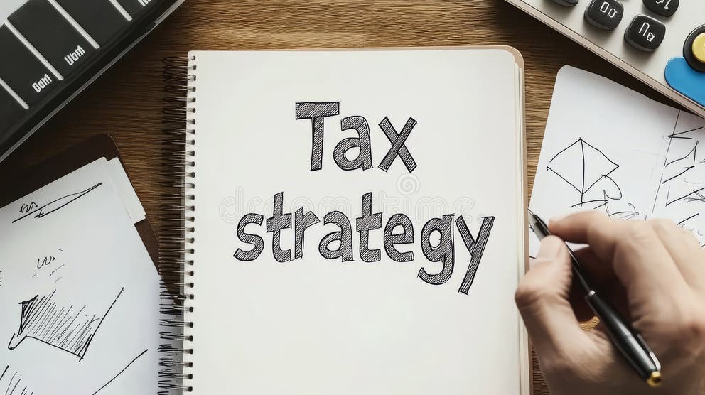 Tax Strategy Planning with Handwritten Notes and Financial Tools Stock ...