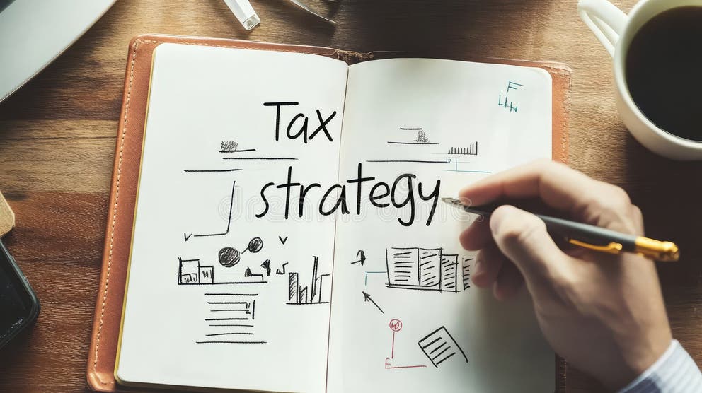 Tax Strategy Planning with Handwritten Notes and Sketches on Notebook ...