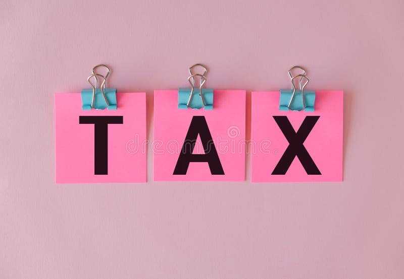 Tax Text on Pink Sticky Note on Pink Background, Business and Tax ...