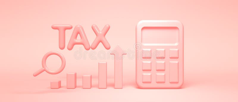 Tax Theme with Calculator, Bar Graph and Magnifying Glass Stock ...