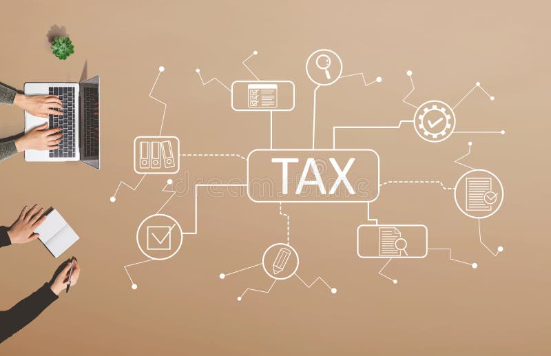 Tax Theme with People Working Together Stock Illustration ...