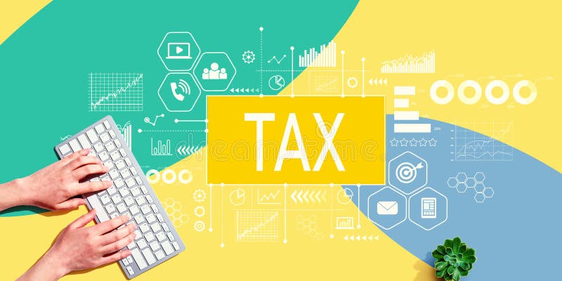 Tax Theme with Person Using Computer Keyboard Stock Photo - Image of ...