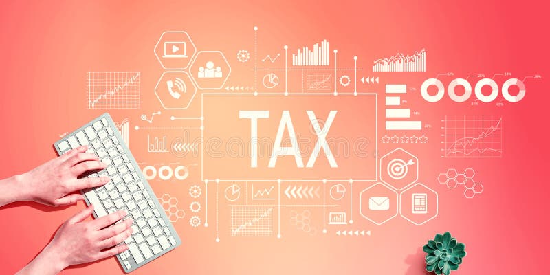 Tax Theme with Person Using Computer Keyboard Stock Photo - Image of ...