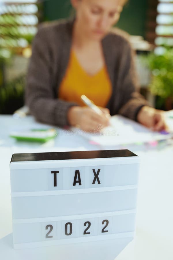 Tax Time. Accountant Woman Working with Documents Stock Photo - Image ...