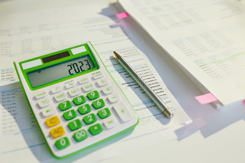 Tax Time. Calculator and Documents on Desk Stock Photo - Image of bank ...