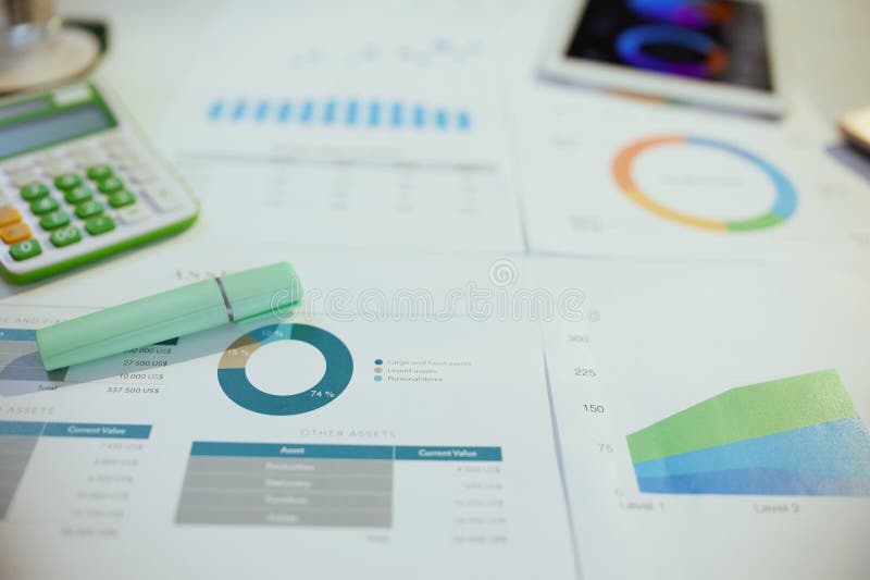 Tax Time. Calculator, Documents and Graphs at Desk Stock Image - Image ...