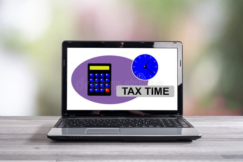 Tax Time Concept on a Laptop Screen Stock Photo - Image of payment ...
