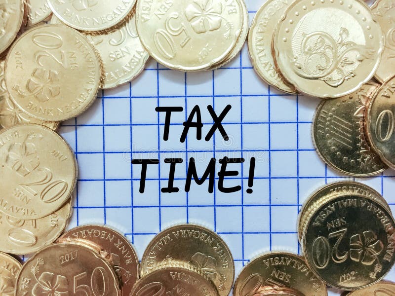 Tax Time, Gold Coin Over the Grid Paper Stock Photo - Image of coin ...