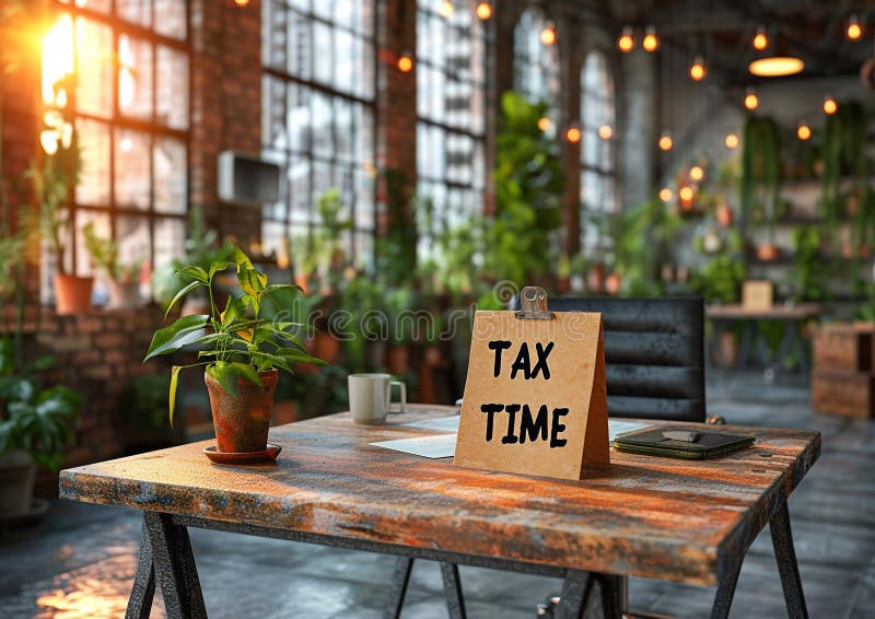 Tax Time Note on Modern Office Table As Tax Payment or Return Season ...