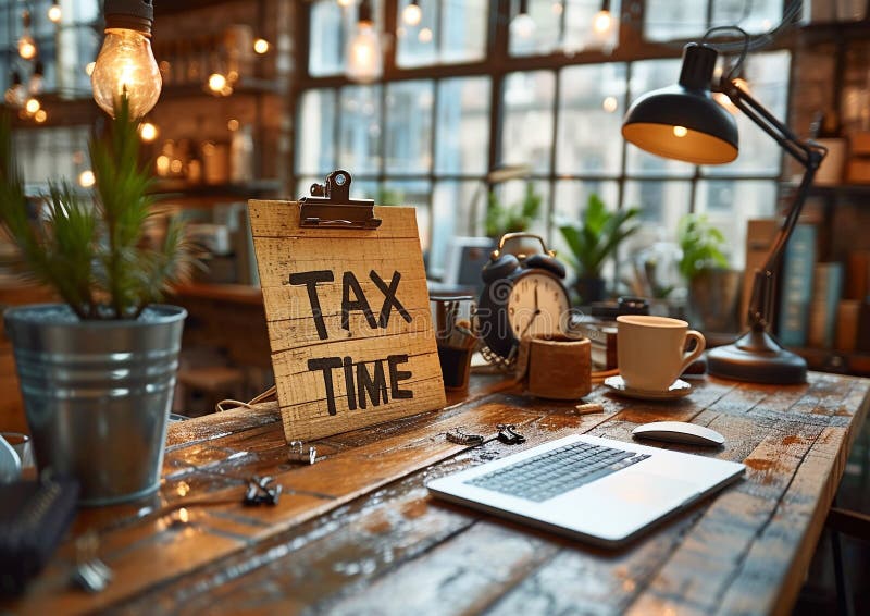 Tax Time Note on Modern Office Table As Tax Payment or Return Season ...