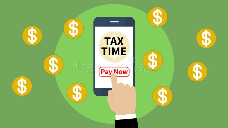 Tax Time with Smartphone Application and Use for Tax Pay Stock Photo ...