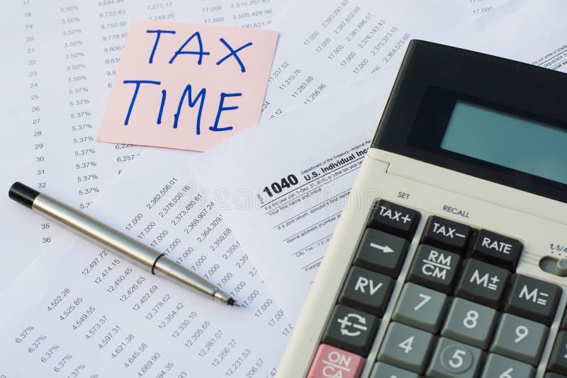Tax Time Written on Pink Sticker Note with on U.S Editorial Stock Image ...