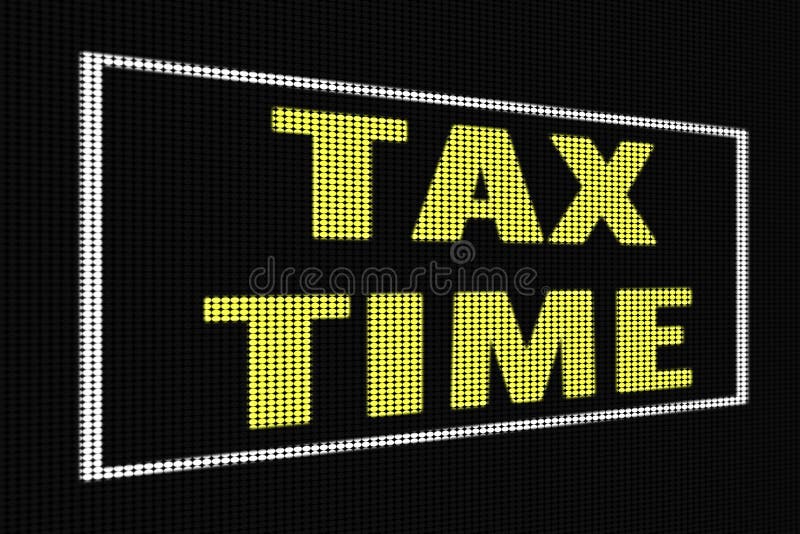 Tax Time Yellow Text on Dark Screen Stock Illustration - Illustration ...