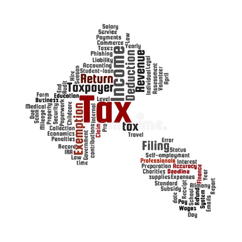 Tax topic word cloud stock illustration. Illustration of legal - 111996902