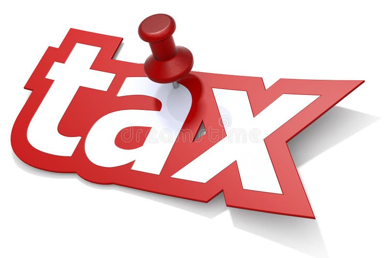 Tax Word Pin with Thumbtack, Stock Illustration - Illustration of board ...